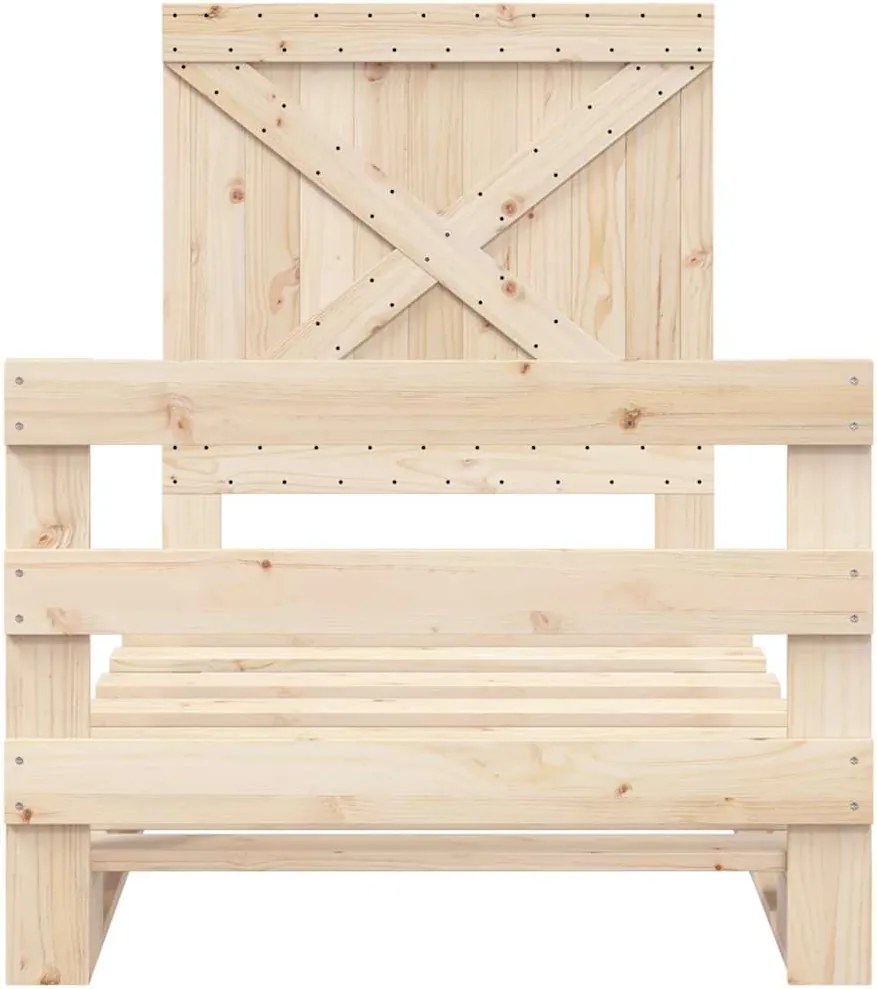 Rám postele s čelem 90 x 200 cm masivní borové dřevo 3281574