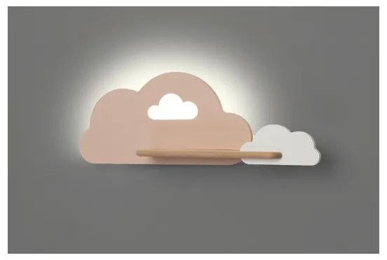 LED Dětské nástěnné svítidlo s poličkou CLOUD LED/5W/230V růžová/bílá