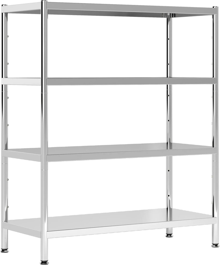 HOMCOM kuchyňský regál se 4 nastavitelnými úrovněmi ve 10 výškách, z nerezové oceli, 91x40x108 cm, stříbrná