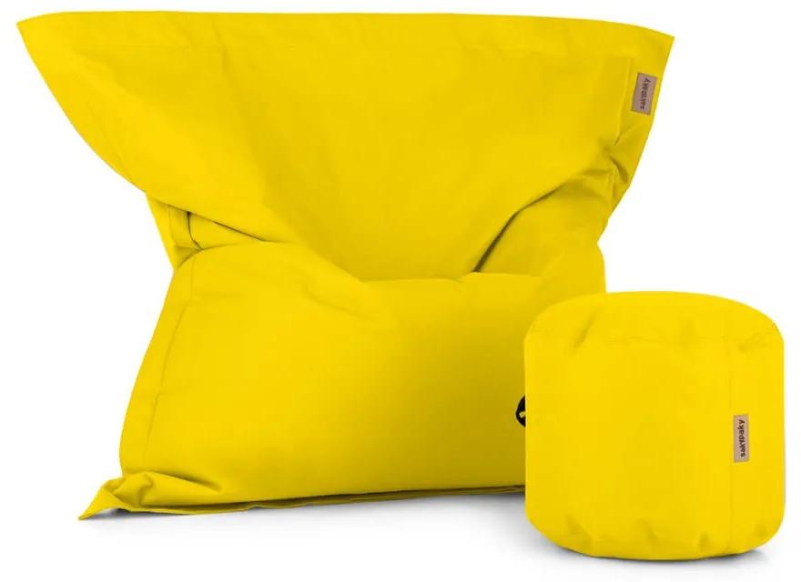 SakyPaky set Kanafas sedací vak s taburetem žlutá