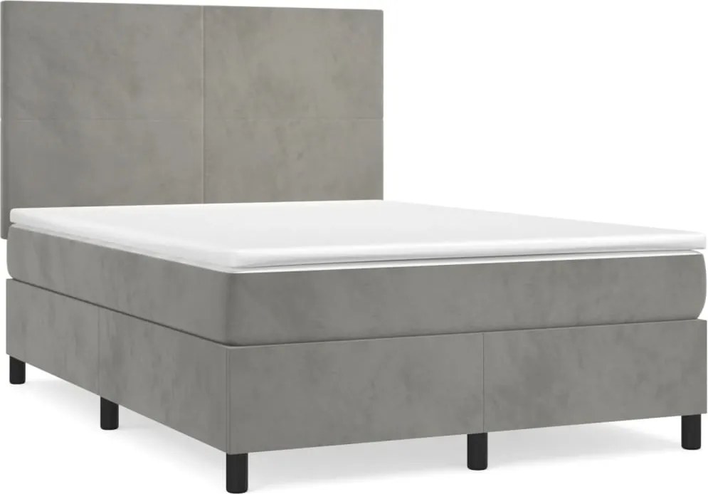 Box spring postel s matrací světle šedá 140x200 cm samet 3142905