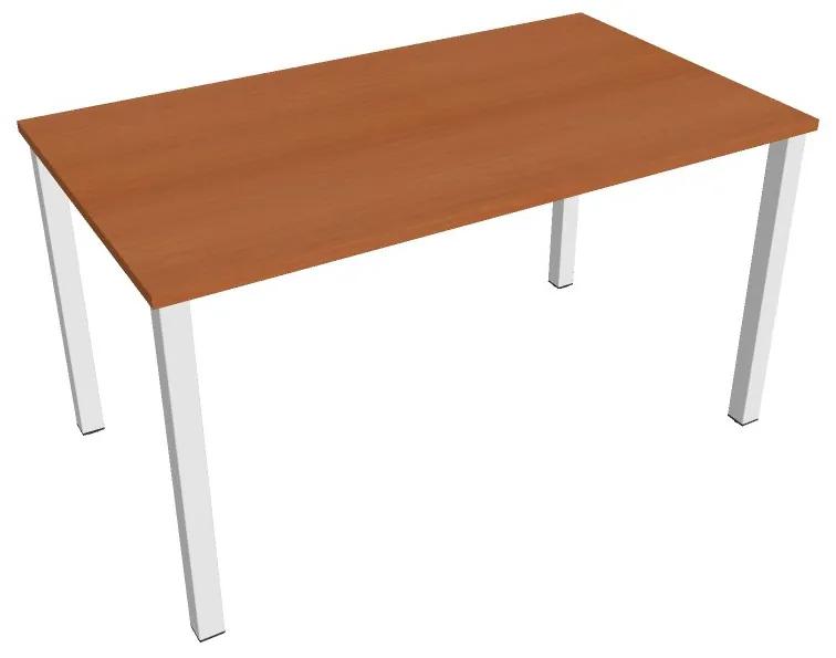 Stůl jednací rovný délky 140 cm - Hobis Uni UJ 1400 Dekor stolové desky: třešeň, Barva nohou: bílá