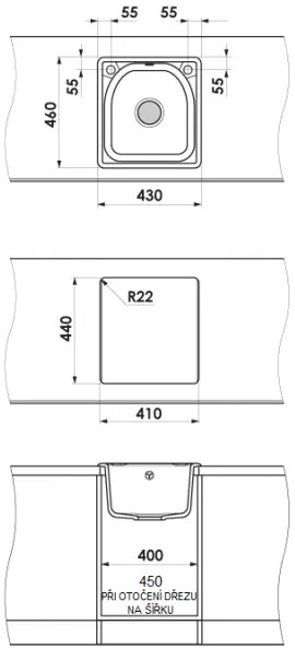 RETRO DŘEZ 43x46cm BRICKWALL