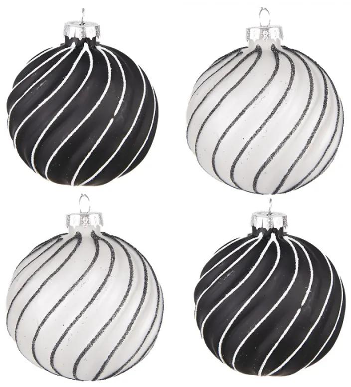 Vánoční koule Black Grey 8x8 cm (sada 4 ks) – 8x8 cm