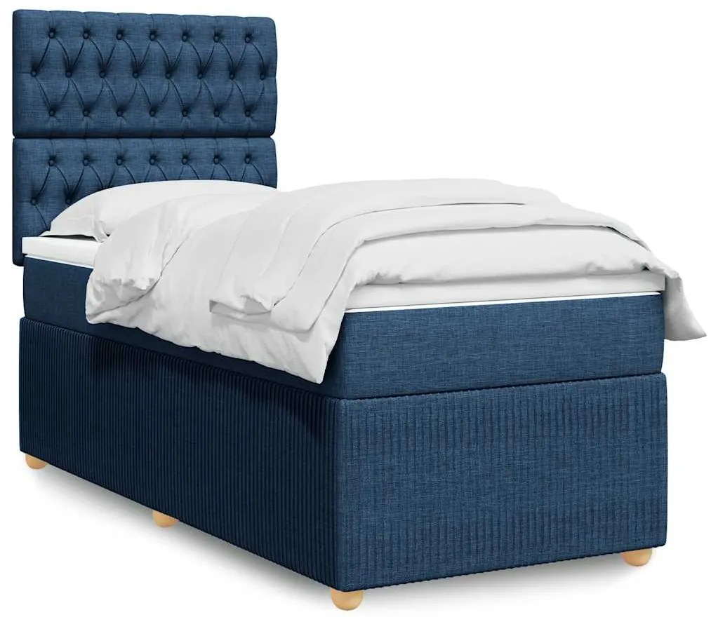 Box spring postel s matrací modrá 100 x 200 cm textil 3291980