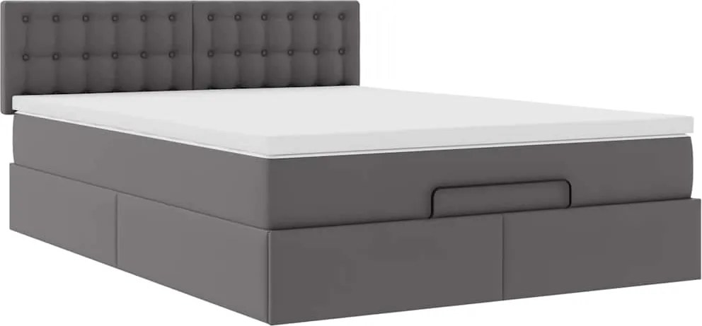 Osmanský postel s matracemi&LED šedá 140x200cm umělá kůže 3312160