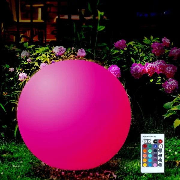 LED RGBW Solární lampa BALL LED/3,2V 500 mAh pr. 20 cm IP65 + dálkové ovládání