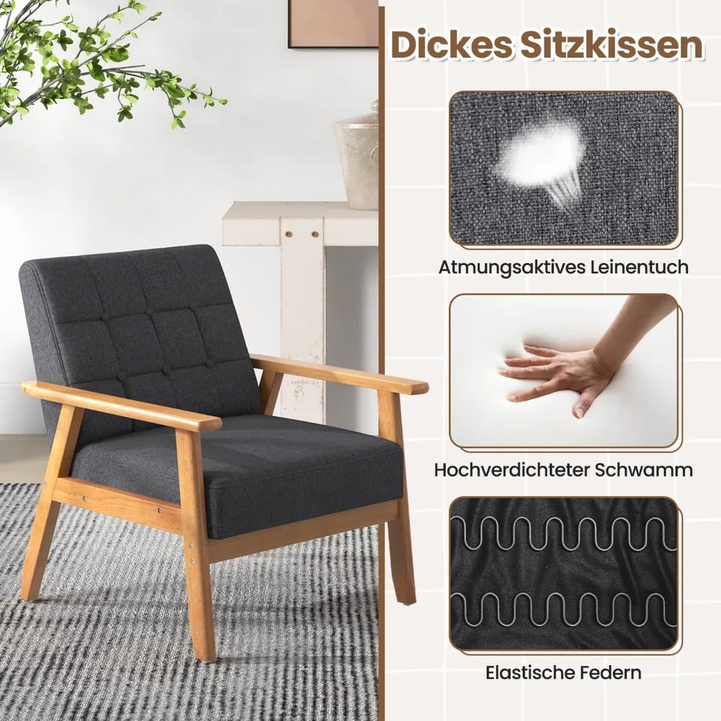 Costway Moderní akcentové křeslo s knoflíkovým prošíváním vyrobené z prodyšné