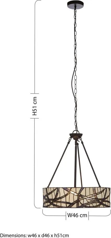 Kovové závěsné svítidlo se skleněným stínidlem ø 46 cm Waldorf – Premier Housewares