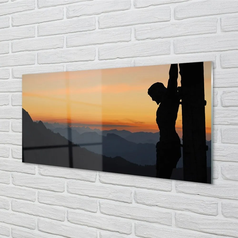 Obraz na skle Ježíš ukřižován slunce 100x50 cm