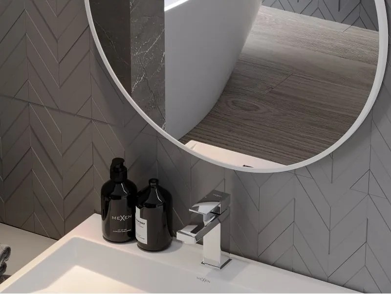 Mexen Loft kulaté koupelnové zrcadlo 60 cm, bílý rám - 9850-060-060-000-20