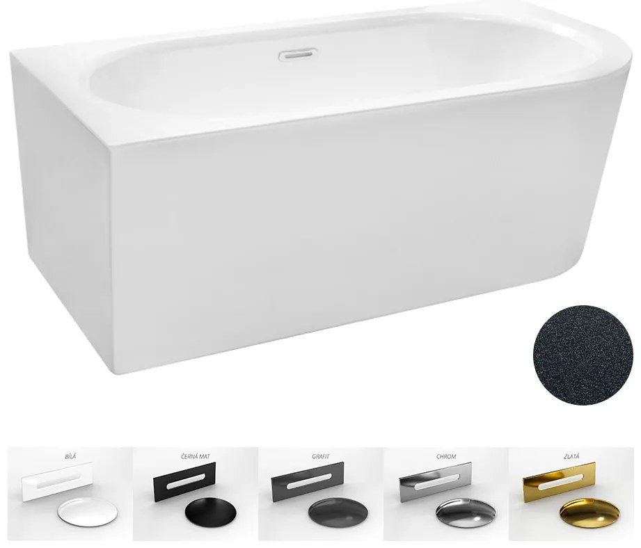 Besco Akrylátová volně stojící vana Avita A-Line Glam G CC/SP 150x75 (160x75, 170x75), s přepadem Rozměry (cm): 170x75, Typ a barva výpustě: Alcaplast Click-Clack se šterbinovým přepadem, černá mat, Orientace: Levá