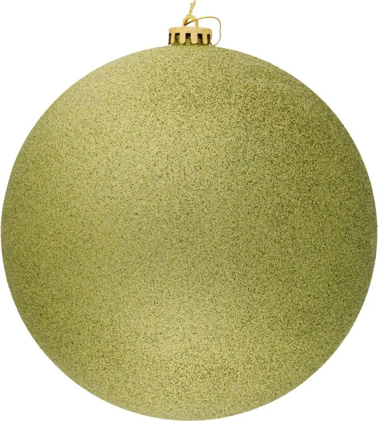 Velká vánoční ozdoba 30 cm plastová koule jablkově zelená glitter