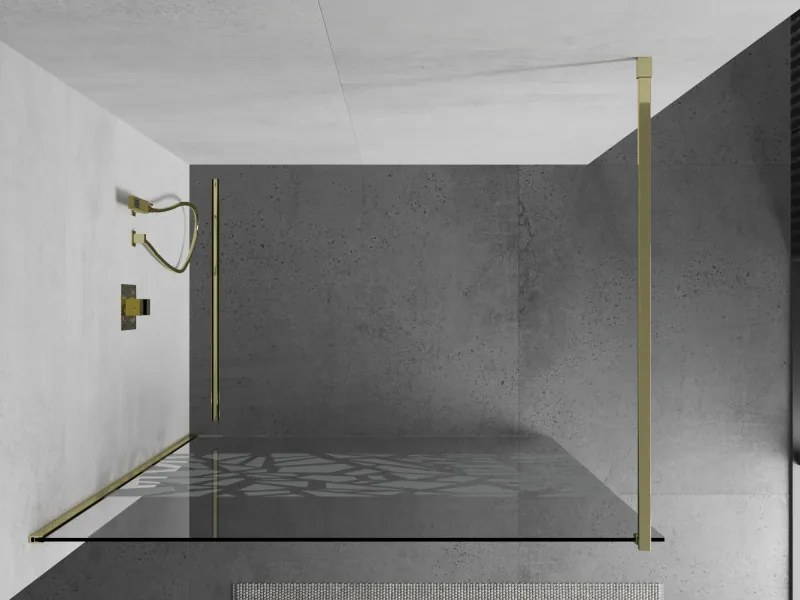 Mexen Kioto sprchová zástěna 90x200 cm 8 mm, zlatý profil, bílé provedení, 800-090-101-50-85