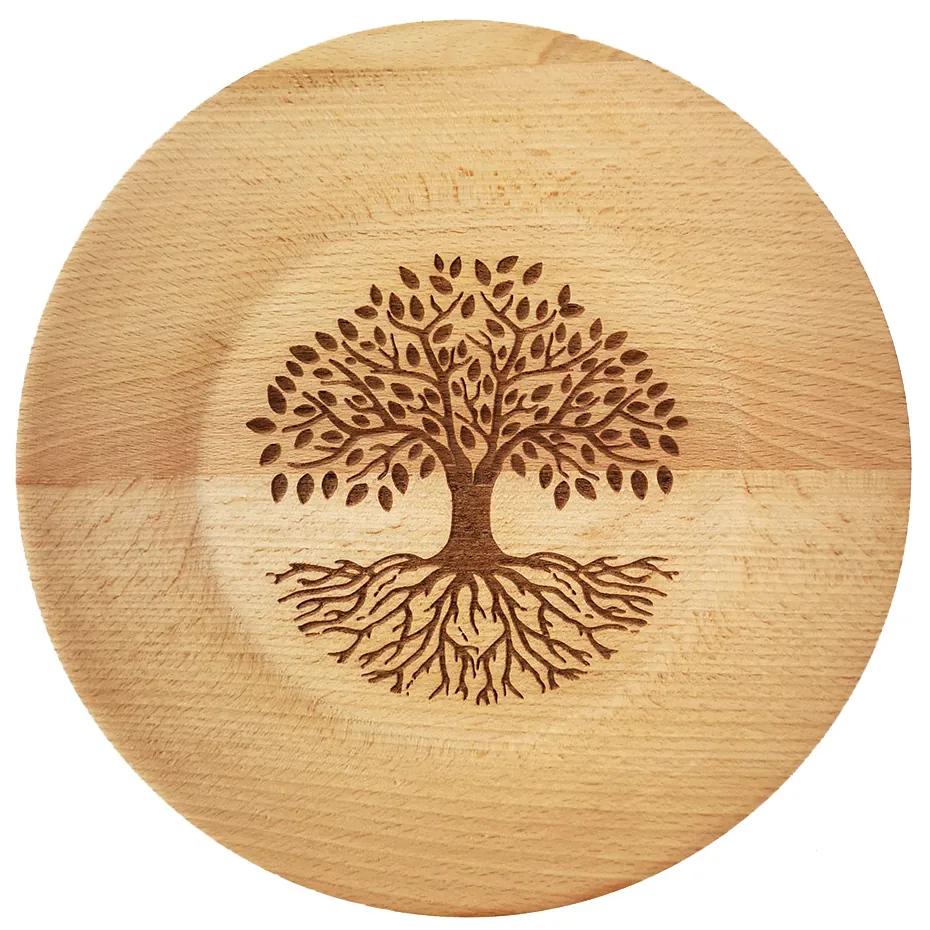 AMADEA Dřevěný talíř strom bukový, masivní dřevo, 25 cm