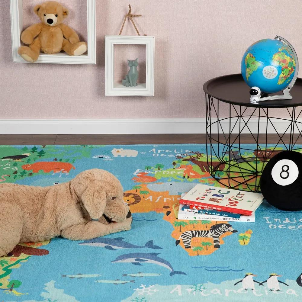 Obsession koberce Dětský kusový koberec Torino kids 233 WORLD MAP Rozměry koberců: 80x120