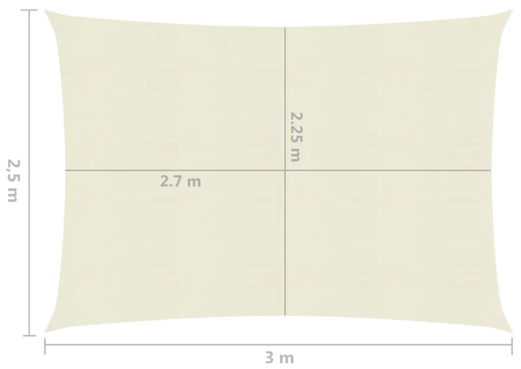 vidaXL Plachta proti slunci 160 g/m² krémová 2,5 x 3 m HDPE