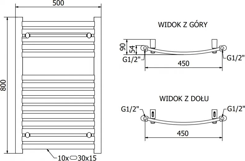 Mexen Helios, elektrické topné těleso 800x500 mm + topná tyč 300 W, chromová, W103-0800-500-2300-01