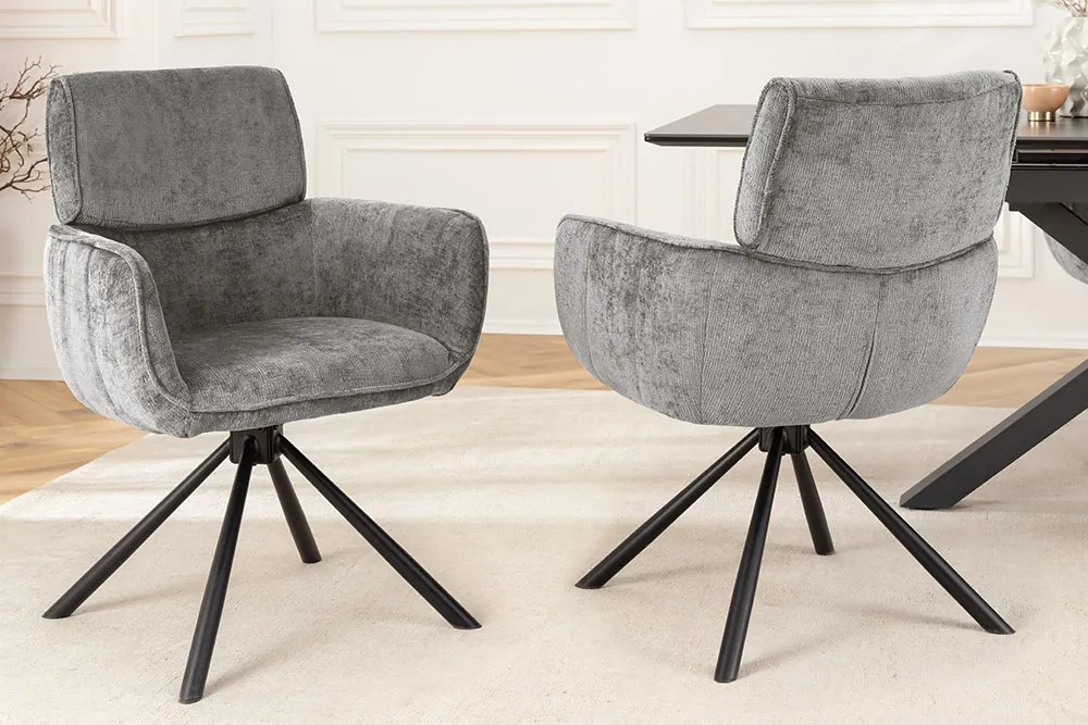 Designová otočná židle Parthenia šedá