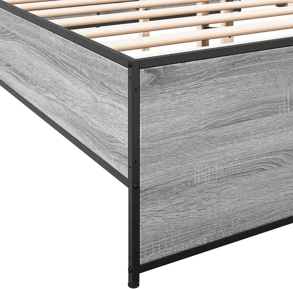 Rám postele šedý sonoma 140 x 190 cm kompozitní dřevo a kov 3279900