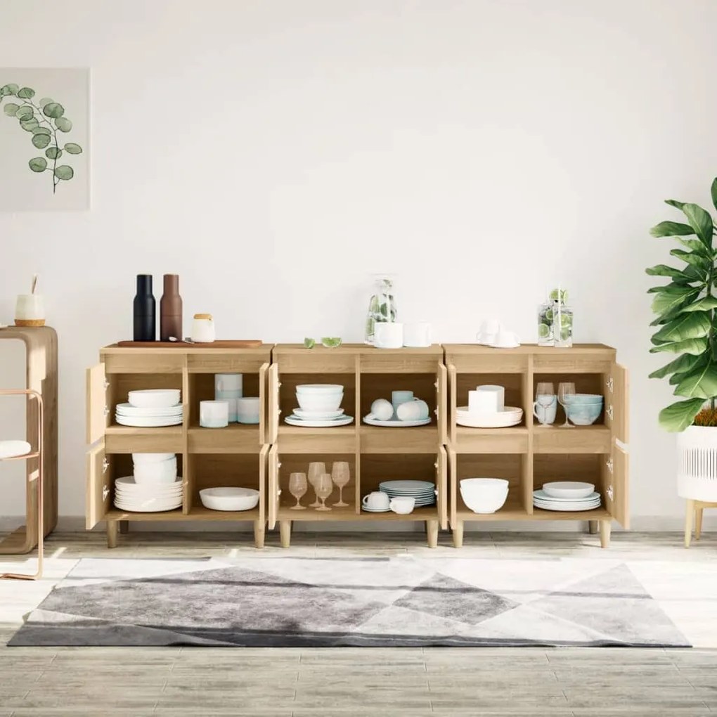 Příborníky 3 ks dub sonoma 60 x 35 x 70 cm kompozitní dřevo 3185770