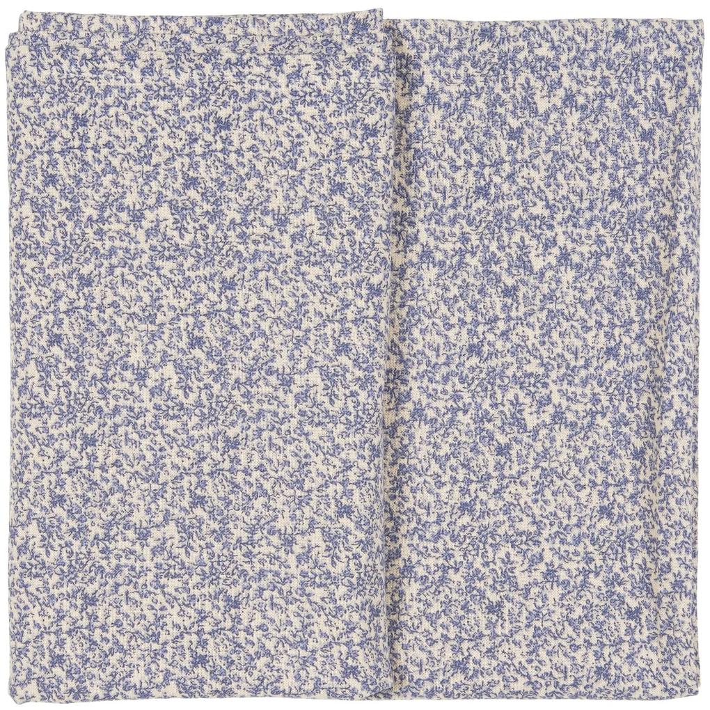 IB LAURSEN Bavlněný ubrus Leonora/Blue Flowers 140 x 140 cm, modrá barva, textil