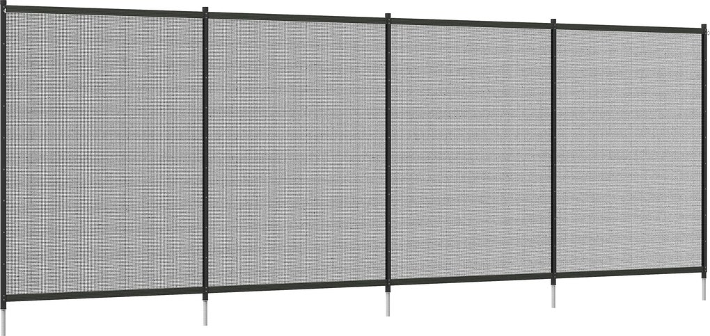 Outsunny Zahradní plot do jezírka, 365 x 126 cm, sada 4 dekorativních plotů kolem bazénu s možností nožního opření pro terasu, balkon, síťovaný, černý