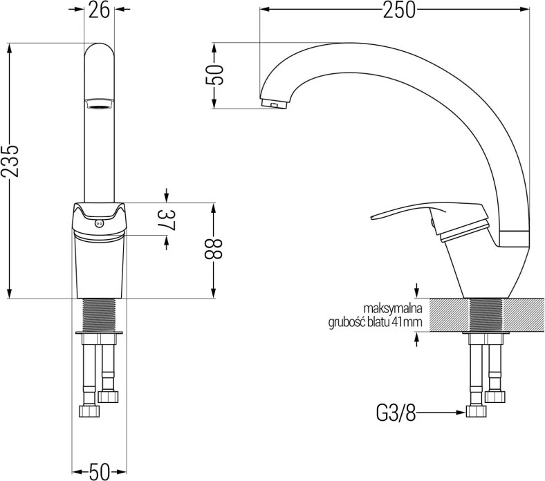 Mexen ROSA - Vysoká baterie/dřezová, Šedá, 670800-61