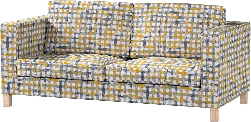 Potah na pohovku IKEA Karlanda rozkládací, krátký barva modrá látka pletený vzor, vzorované