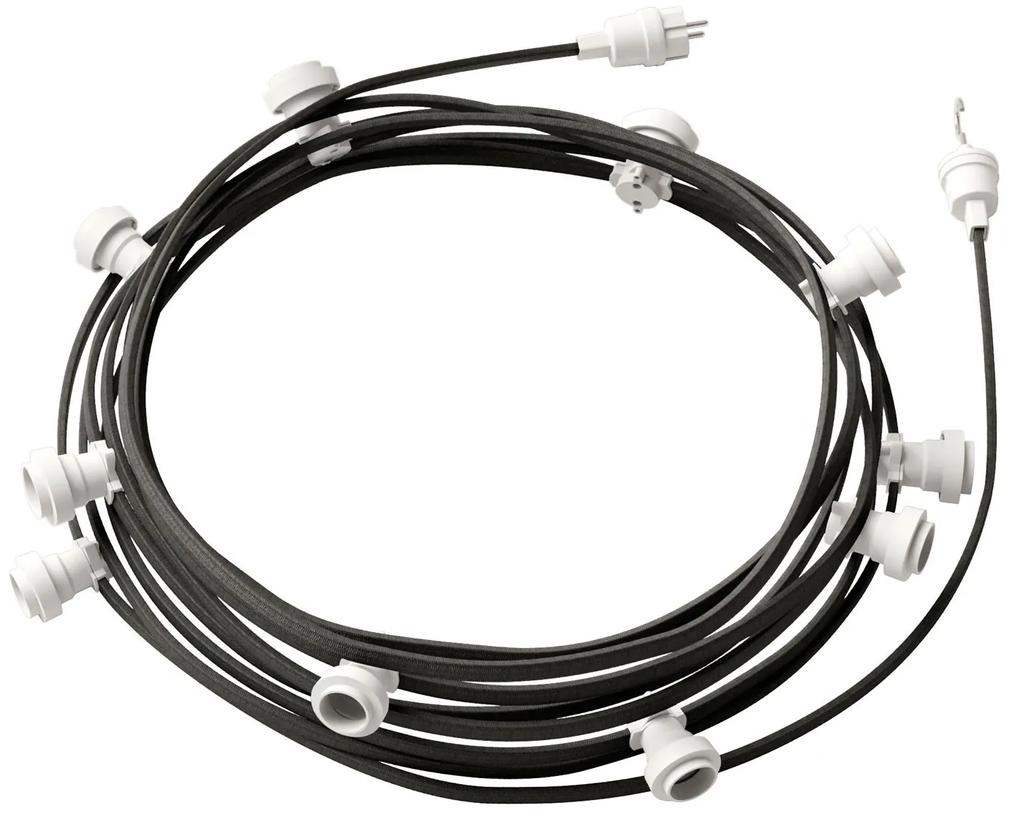 creative cables Hotový světelný řetěz LUMET 12,5 m je sestavený z 10 bílých objímek, háčku a zástrčky Barva kabelu: Zlatá - CM05