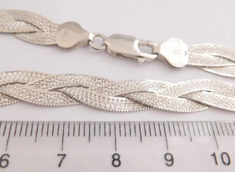Klenoty Budín Stříbrný pletený gravírovaný masivní náhrdelník - řetízek rhodium 50cm 18,93gr 030898700002