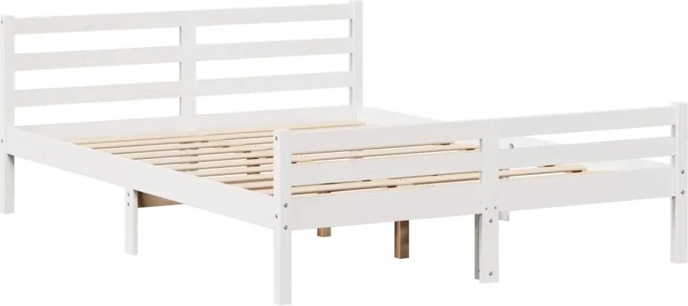 Rám postele s čelem bílý 135 x 190 cm masivní borovice 3306675