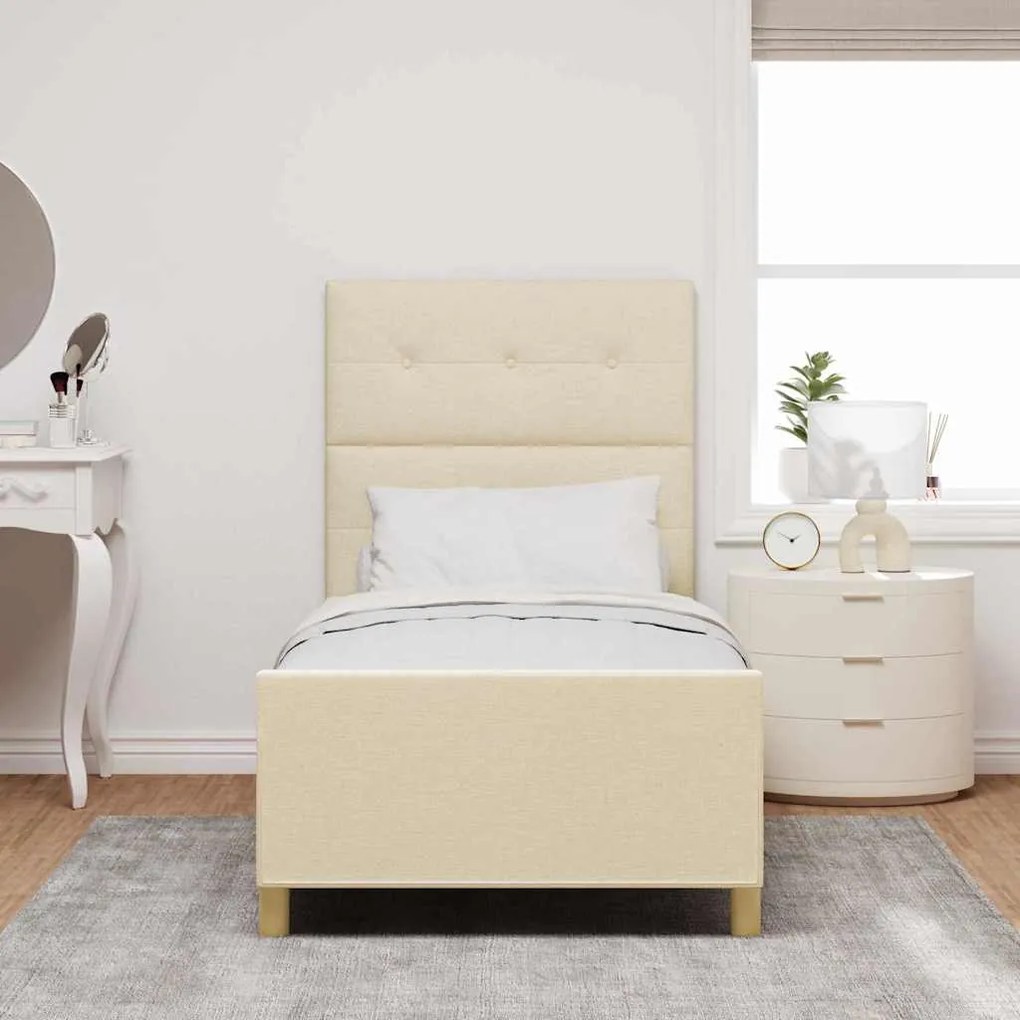 Rám postele s čelo Krémová 90 x 200 cm textil 3344702