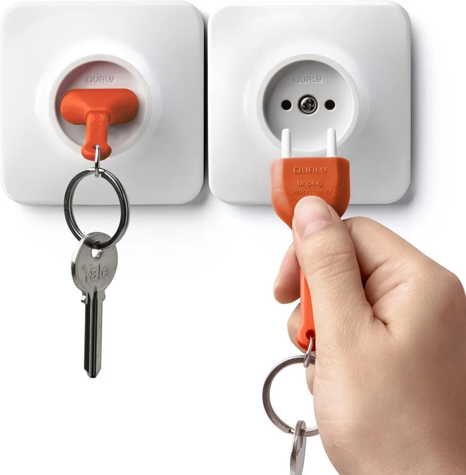 Unplug věšáček na klíče s klíčenkou, oranžová klíčenka | BIANO