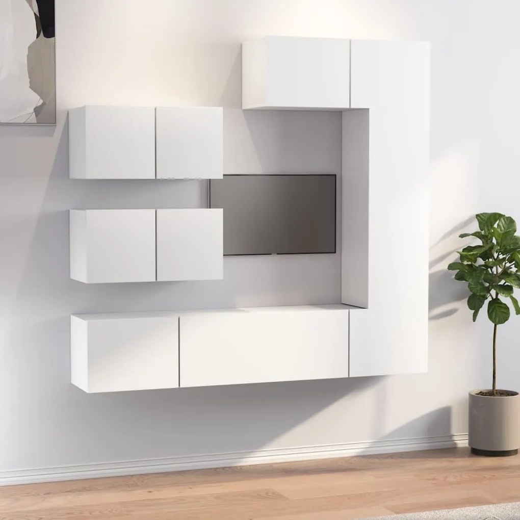 6Dílný Set Tv Skříněk Bílý Kompozitní Dřevo