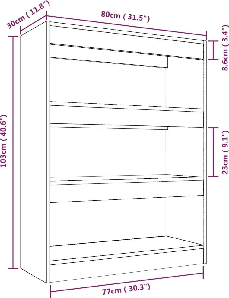 vidaXL Knihovna/dělicí stěna 80x30x103 cm kompozitní dřevo [811700] Barva: Betonová šedá