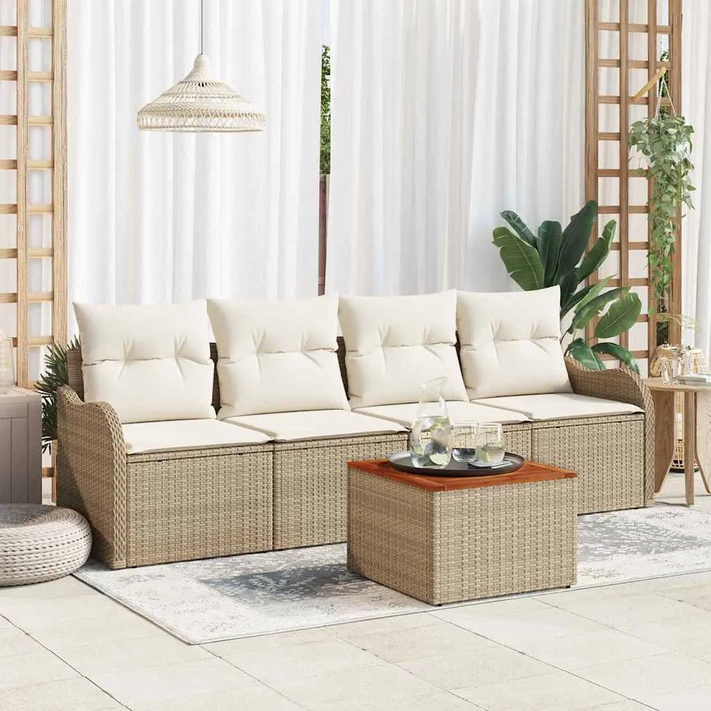 Sada zahradních pohovek 5 ks 4-Počet míst Béžová a krémová 3356055