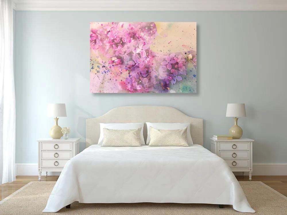 Obraz růžová větvička květů - 120x80 cm