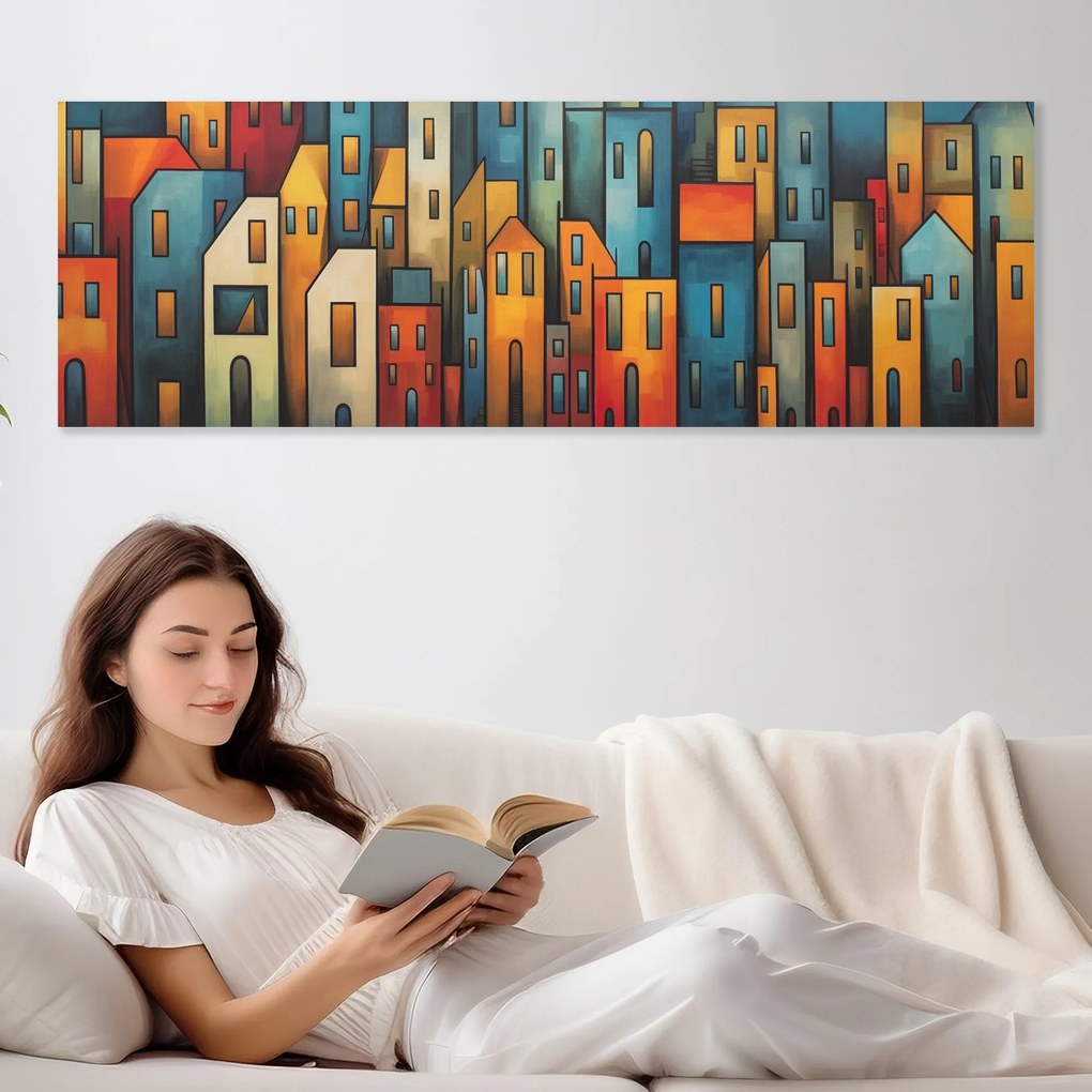 Obraz na plátně - Barevné město Siden FeelHappy.cz Velikost obrazu: 120 x 40 cm