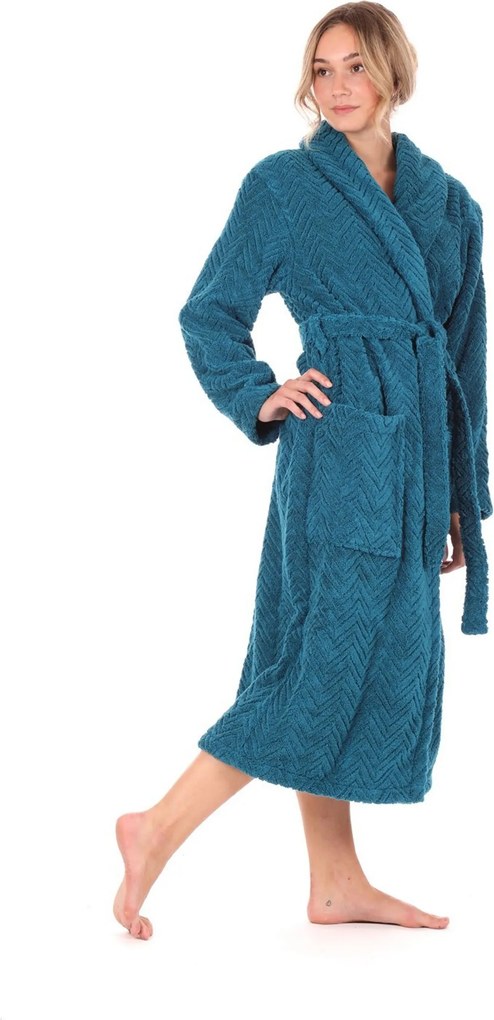 Bavlněný župan Athena s límcem petrolejová 21 16 6430 unisex - S