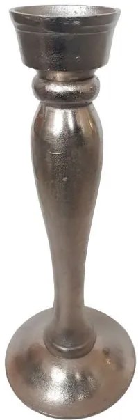 Kovový stříbrný svícen  - Ø 16*39cm