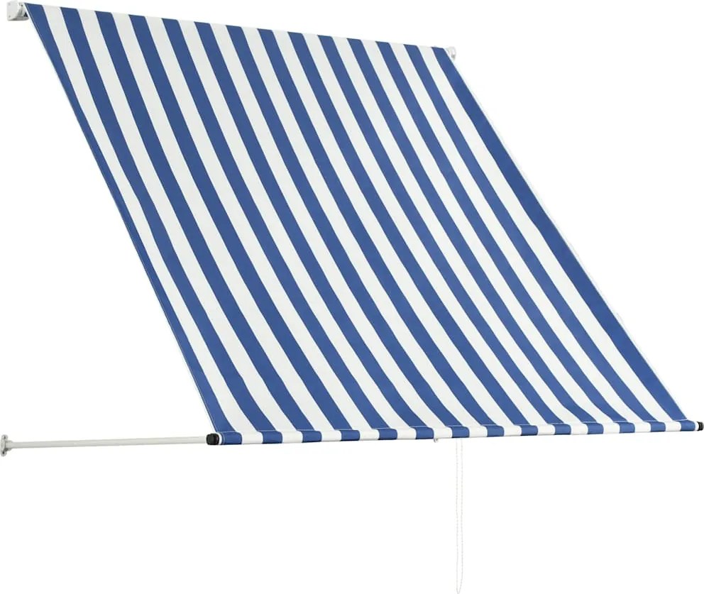 Zatahovací markýza 150 x 150 cm modro-bílá 143746