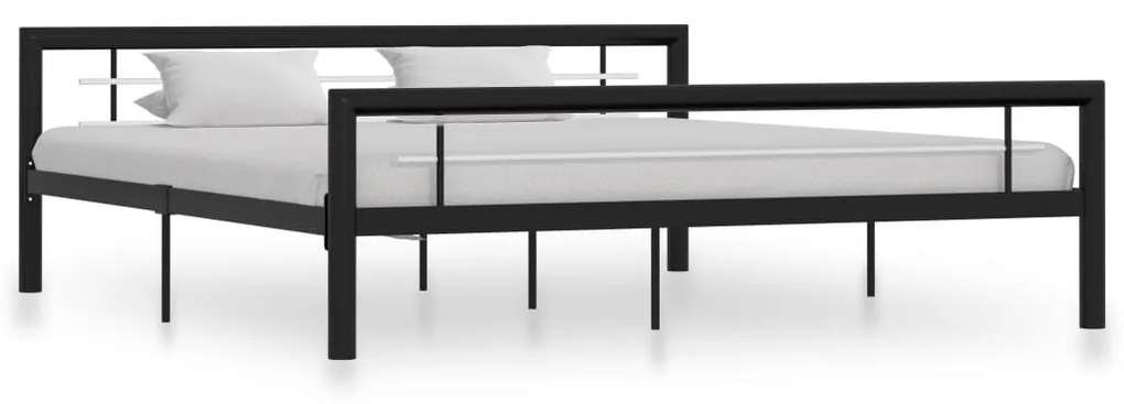 284555 vidaXL Rám postele černobílý kov 180 x 200 cm