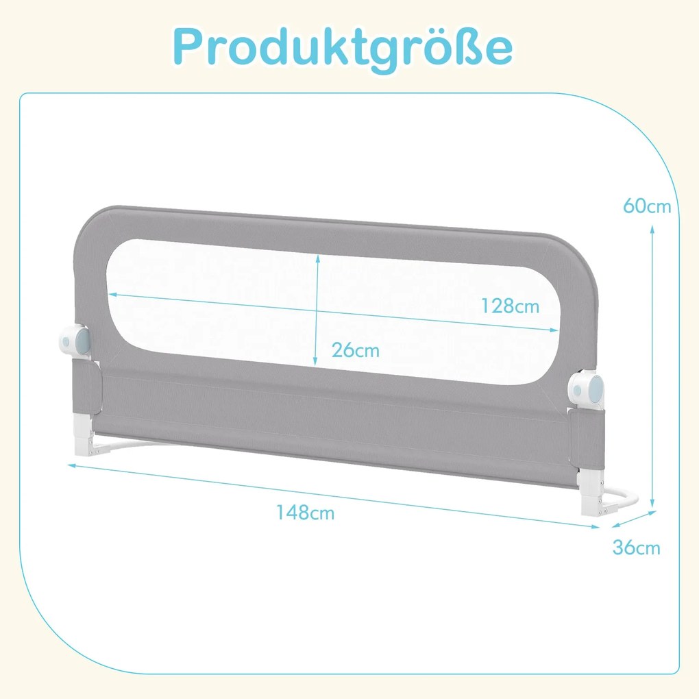 Costway Skládací zábradlí na lůžko pro batolata Nastavitelné