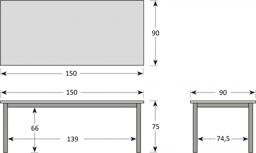 Doppler CONCEPT - stůl s teakovou deskou 150x90x75cm