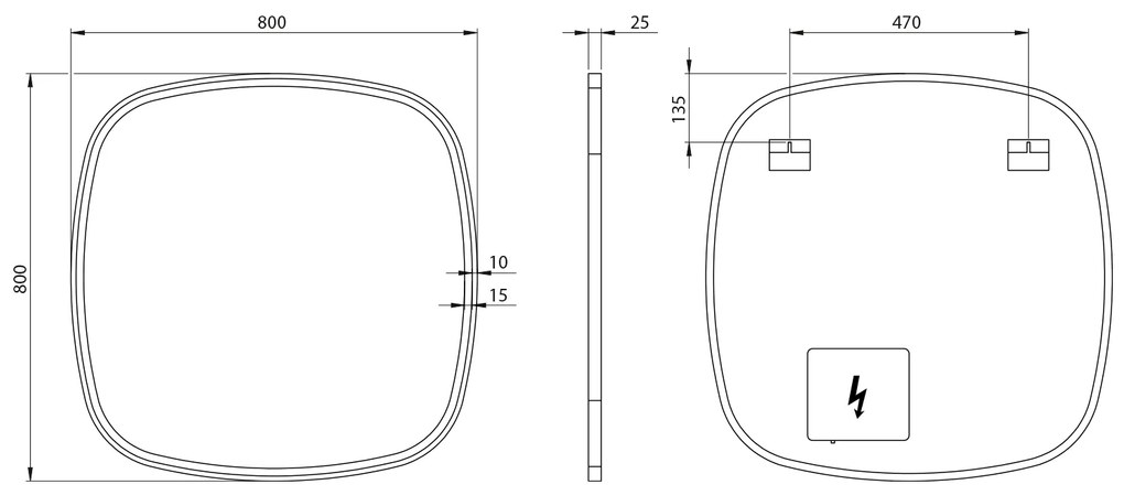 Sapho Sapho, BUTO zrcadlo s LED osvětlením 80x80cm, BU080