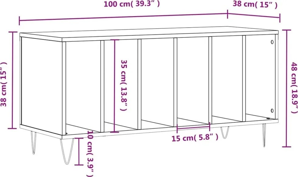 vidaXL Skříňka na LP desky 100x38x48 cm kompozitní dřevo [831754] Barva: Černá