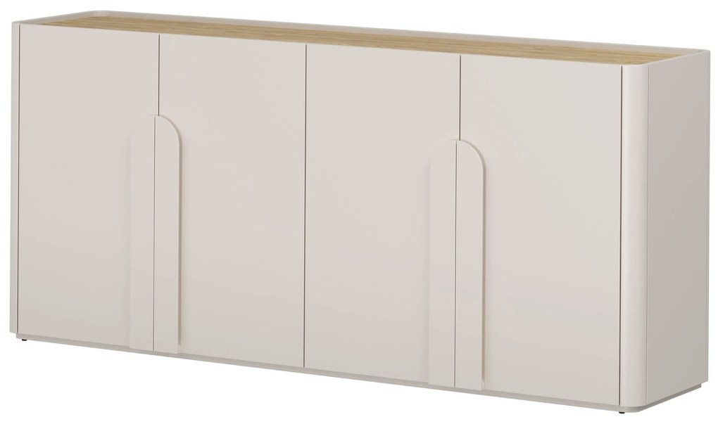 Komoda Amilio 200 cm - kašmírová / dub olejovaný / kašmírové úchytky