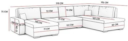 Rozkládací rohová sedací souprava TORONTO 310/190 Světle šedá/bílá eko-kůže Levá