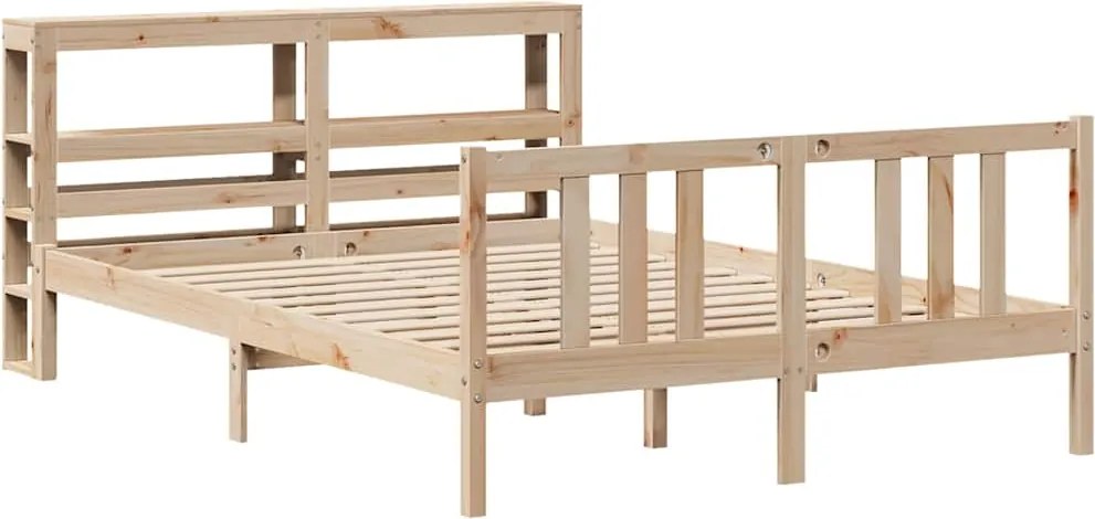 Rám postele s čelem 120 x 200 cm masivní borové dřevo 3305967